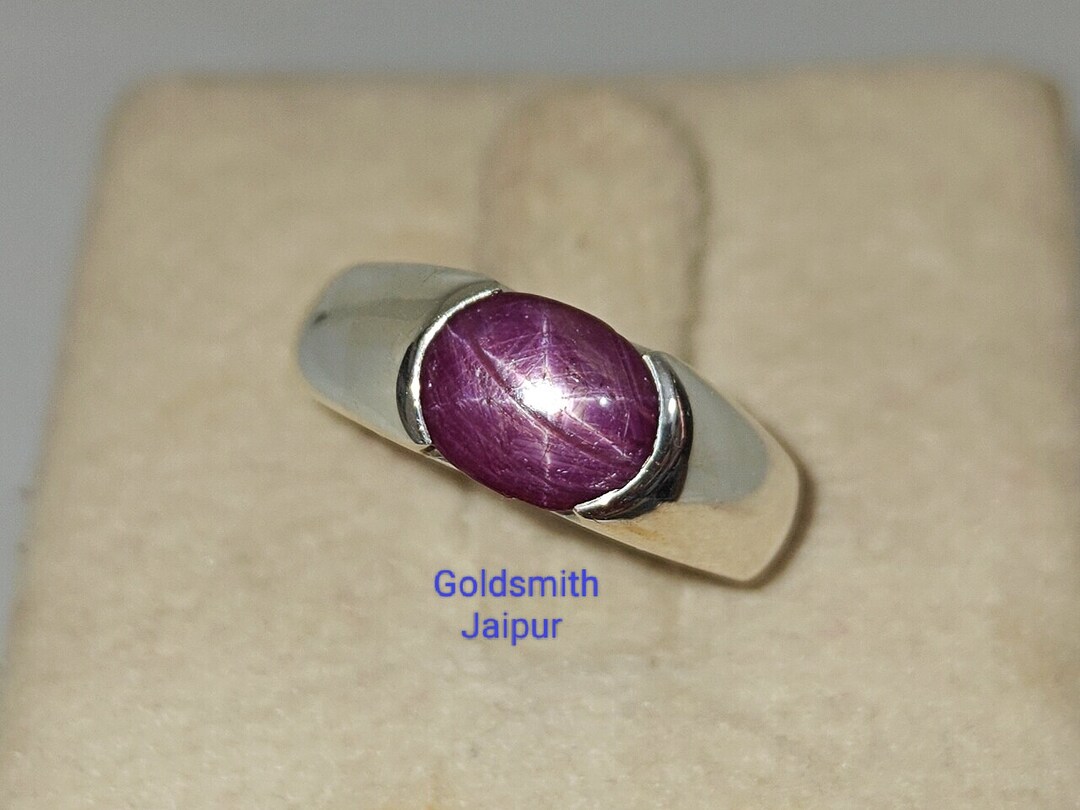 Genuine Star Ruby Signet Ring, Star Gemstone Ring, Solitaire Ring, 925 ...