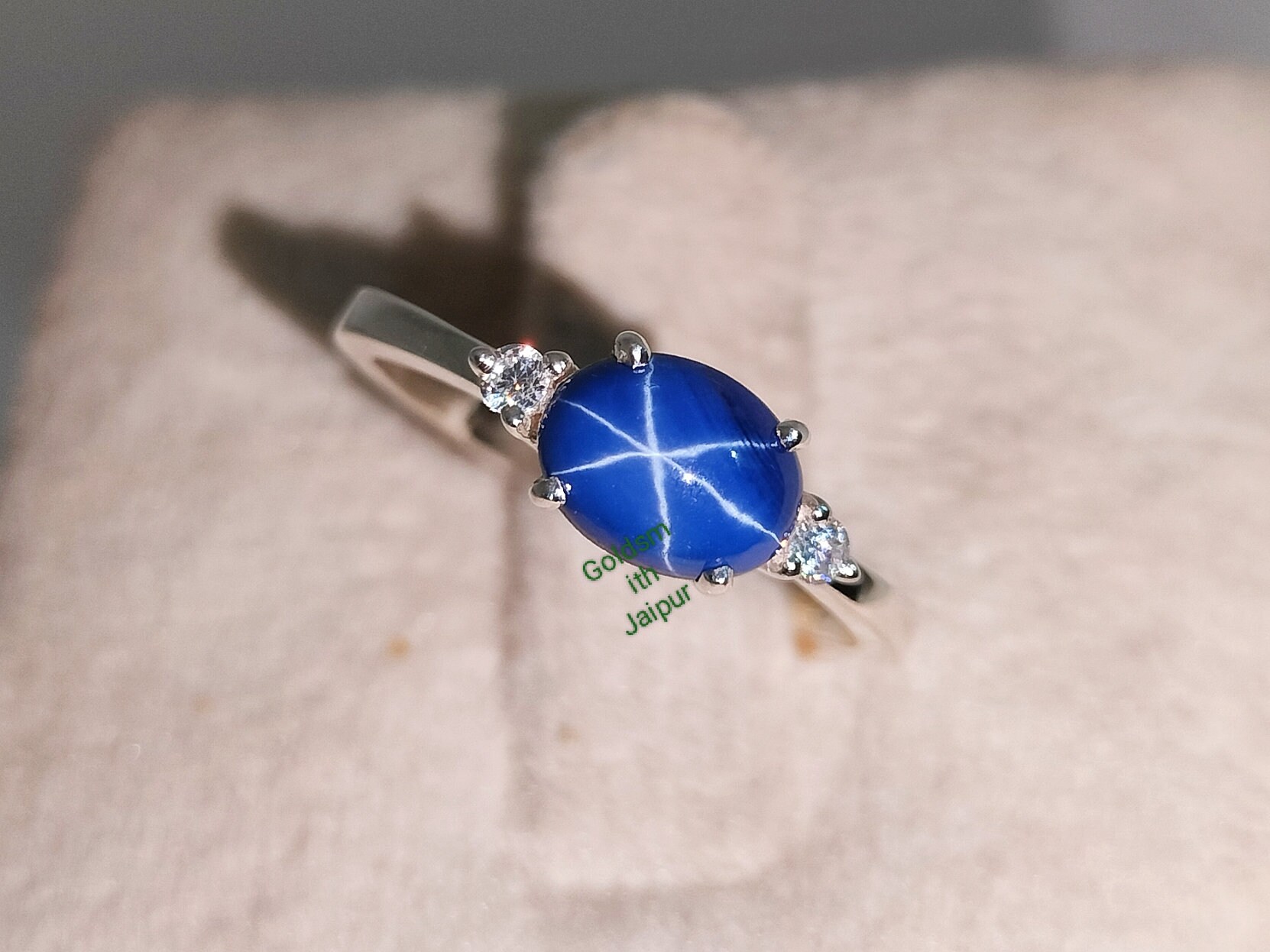 Blue Star Sapphire Ring Blue Lindy Star Sapphire Ring 925 - Etsy