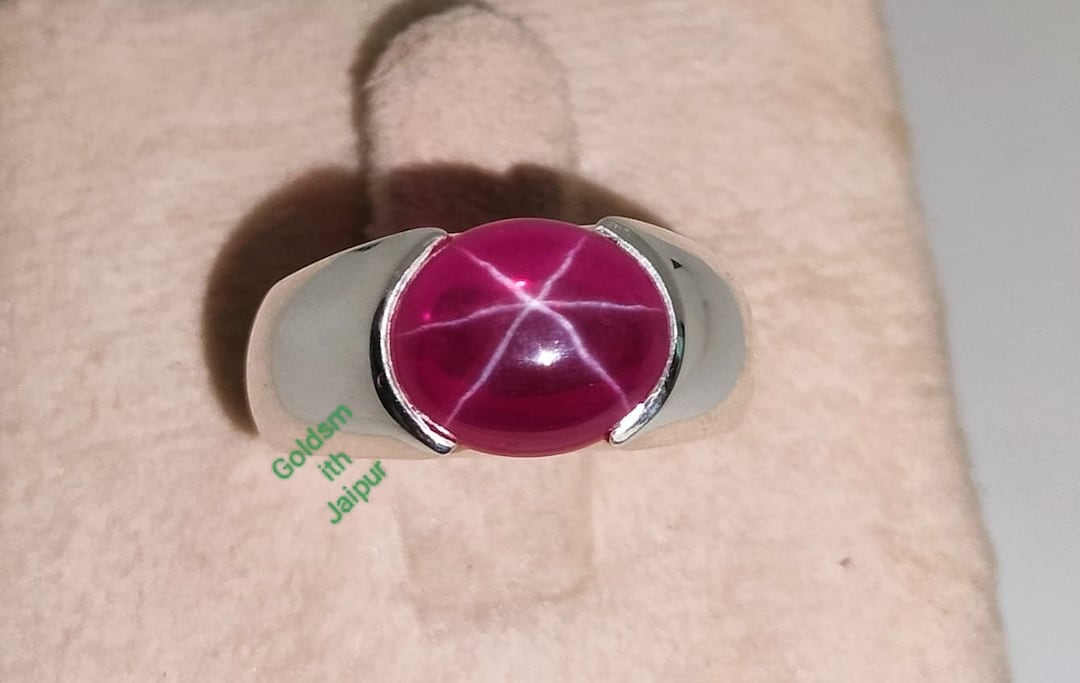 Ruby Star Ring, Unique Ruby Ring, Solid Silver Men's Ring, 925 Sterling ...