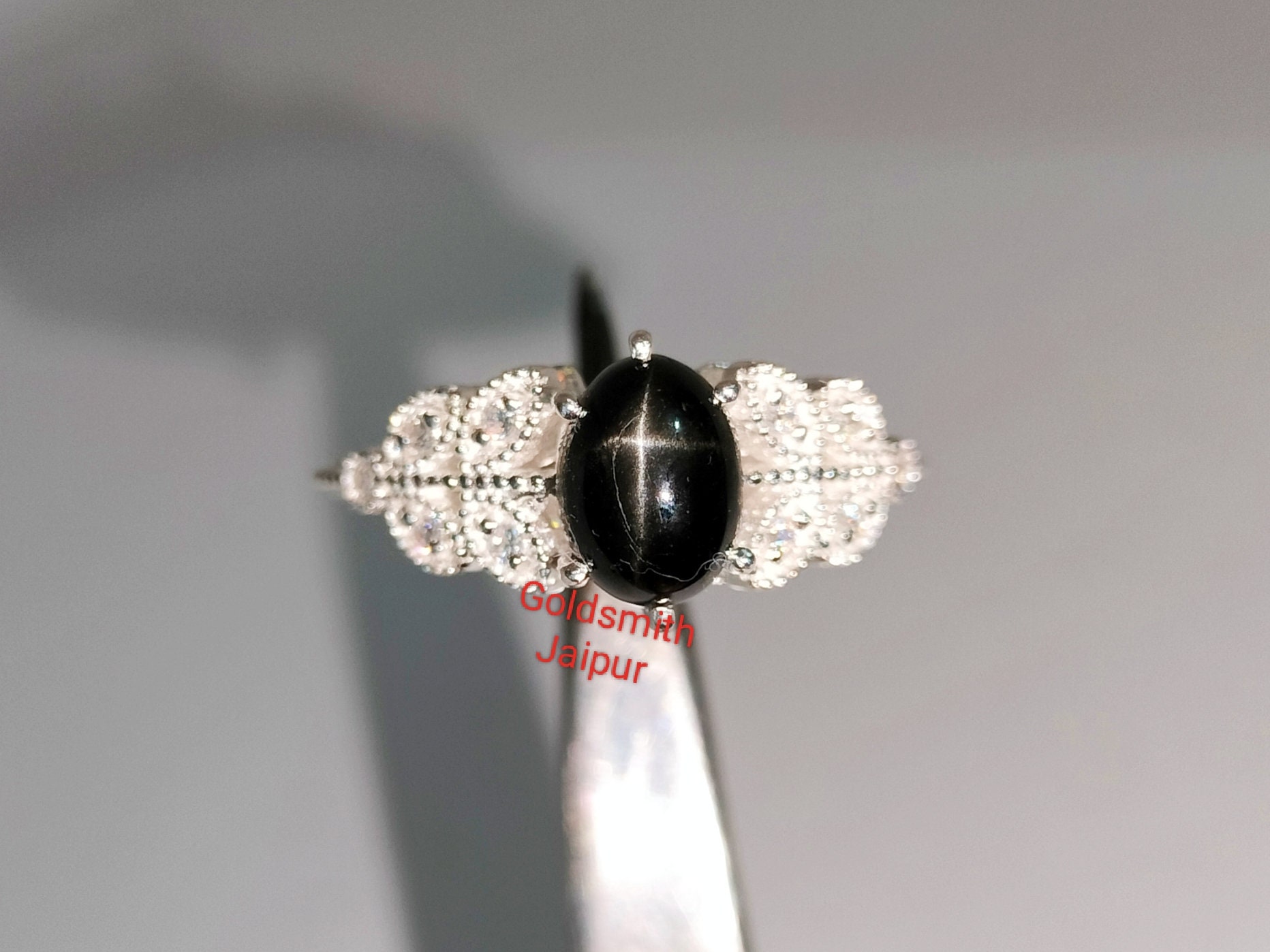 Vintage Black Star Sapphire Ring, 925sterling Silver Ring, Star ...