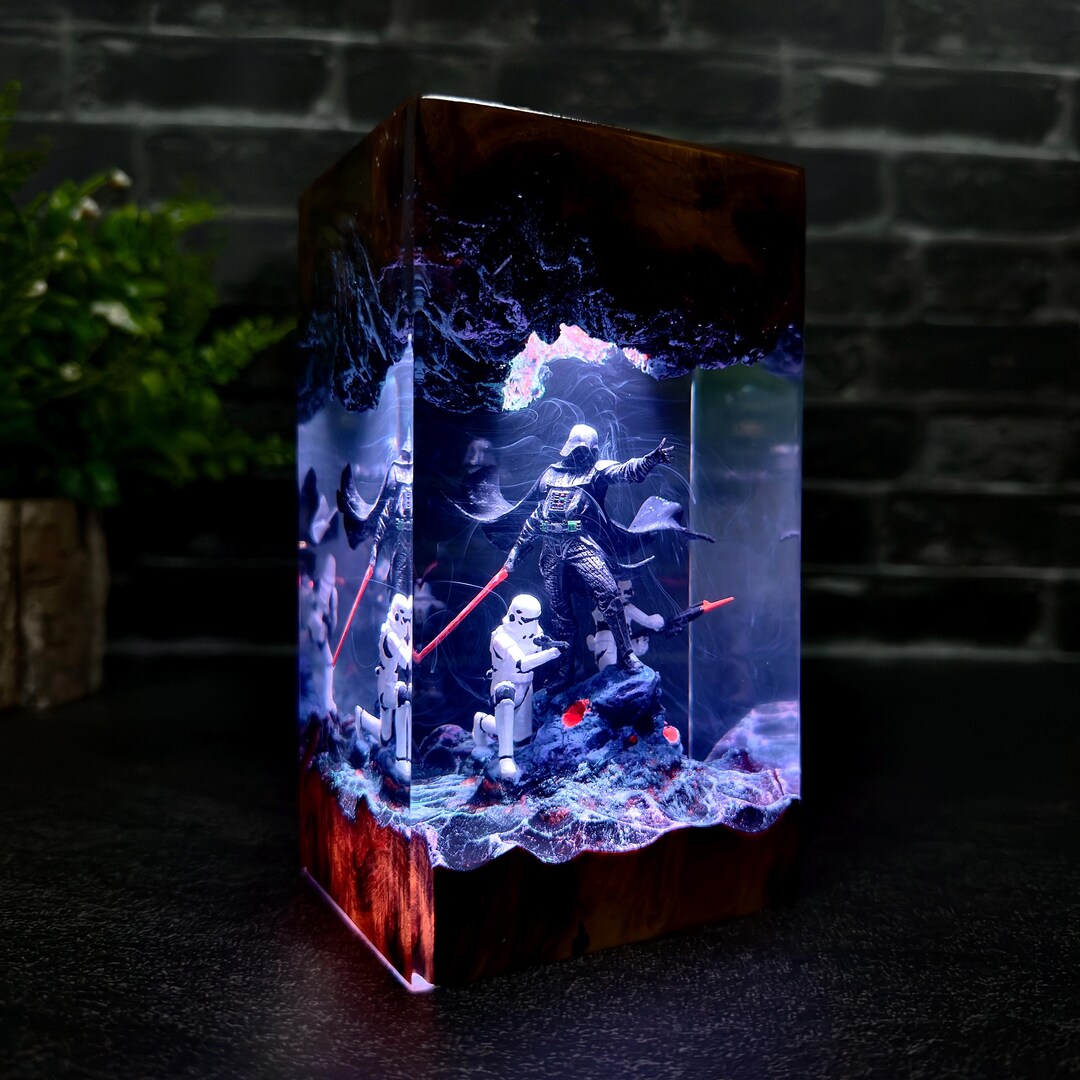 Darth Resin Lamp, Diorama Resin Table Lamp, Epoxy Wooden Night Light ...