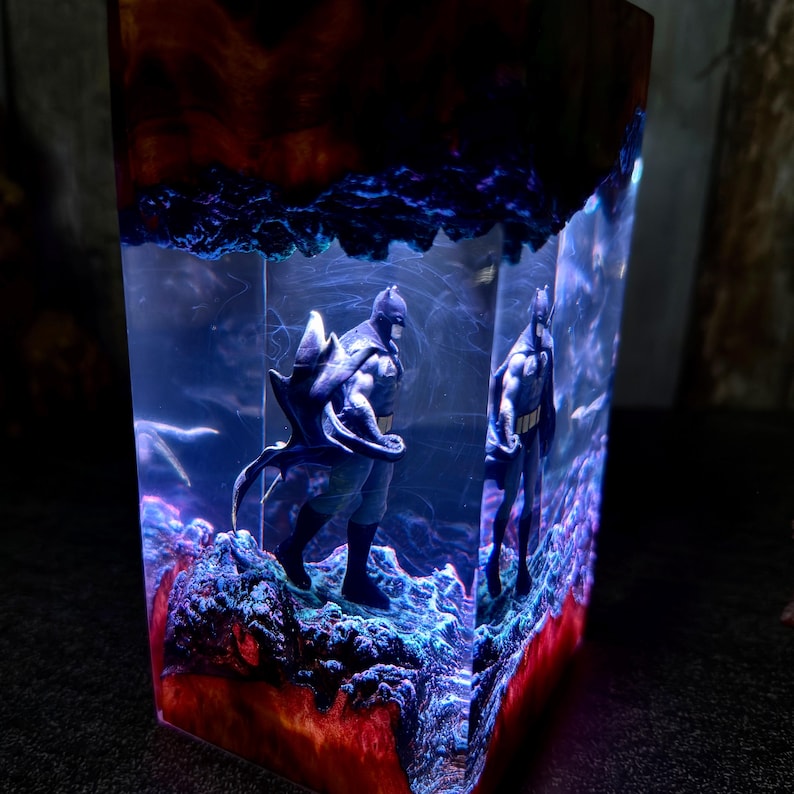 SUPER Hero Resin Lamp, Custom Epoxy Night Light, Diorama Table Lamp ...