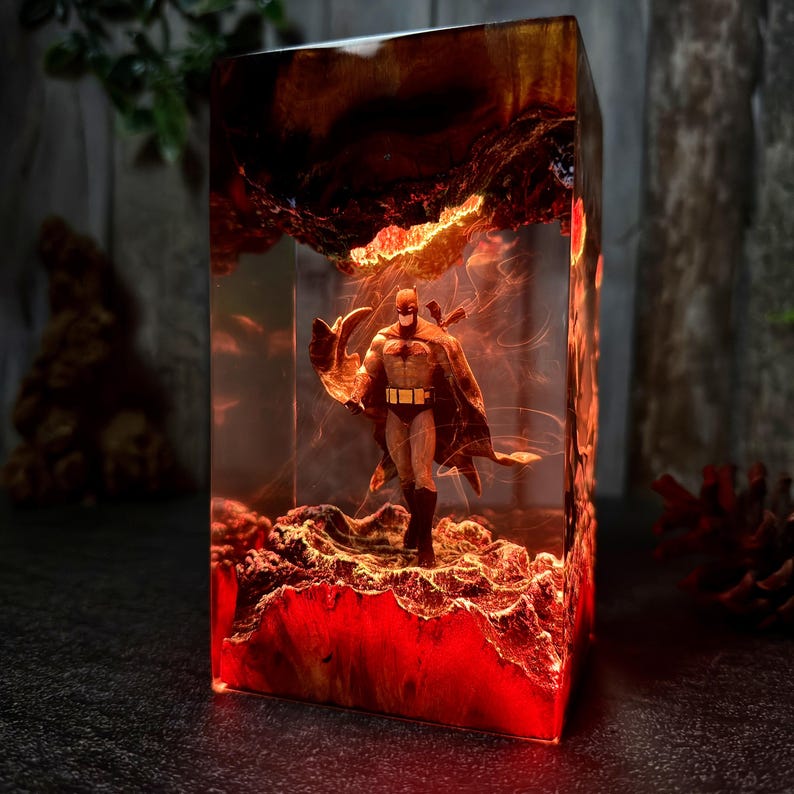 SUPER Hero Resin Lamp, Custom Epoxy Night Light, Diorama Table Lamp ...