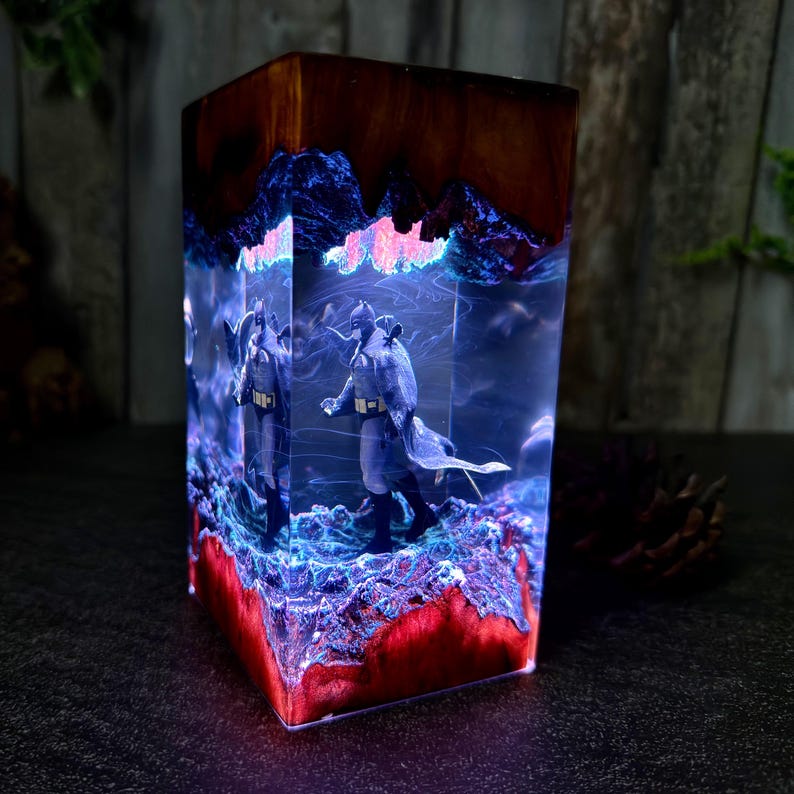 SUPER Hero Resin Lamp, Custom Epoxy Night Light, Diorama Table Lamp ...