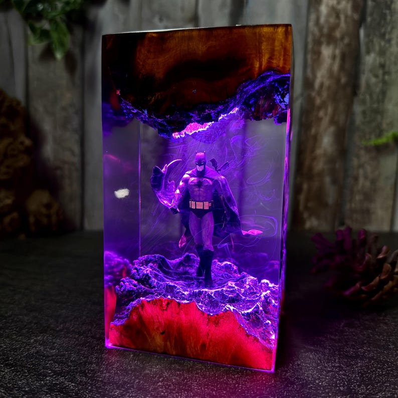 SUPER Hero Resin Lamp, Custom Epoxy Night Light, Diorama Table Lamp ...