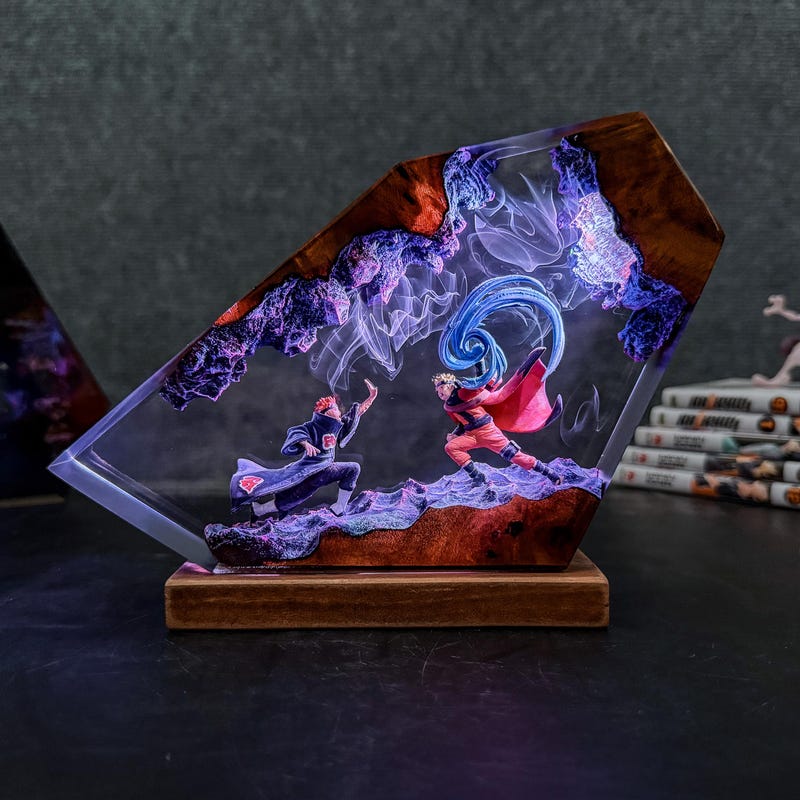 Japanese Wood Resin Lamp - Etsy