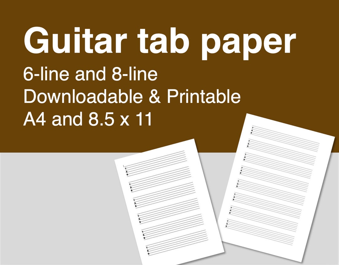 Guitar Tab Sheet Blank Paper - Downloadable and Printable PDF - A4 and ...