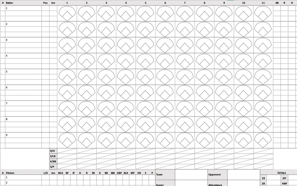Baseball Scoresheet Templates - Downloadable 8.5 X 11 and 8.5 X 14 - Etsy