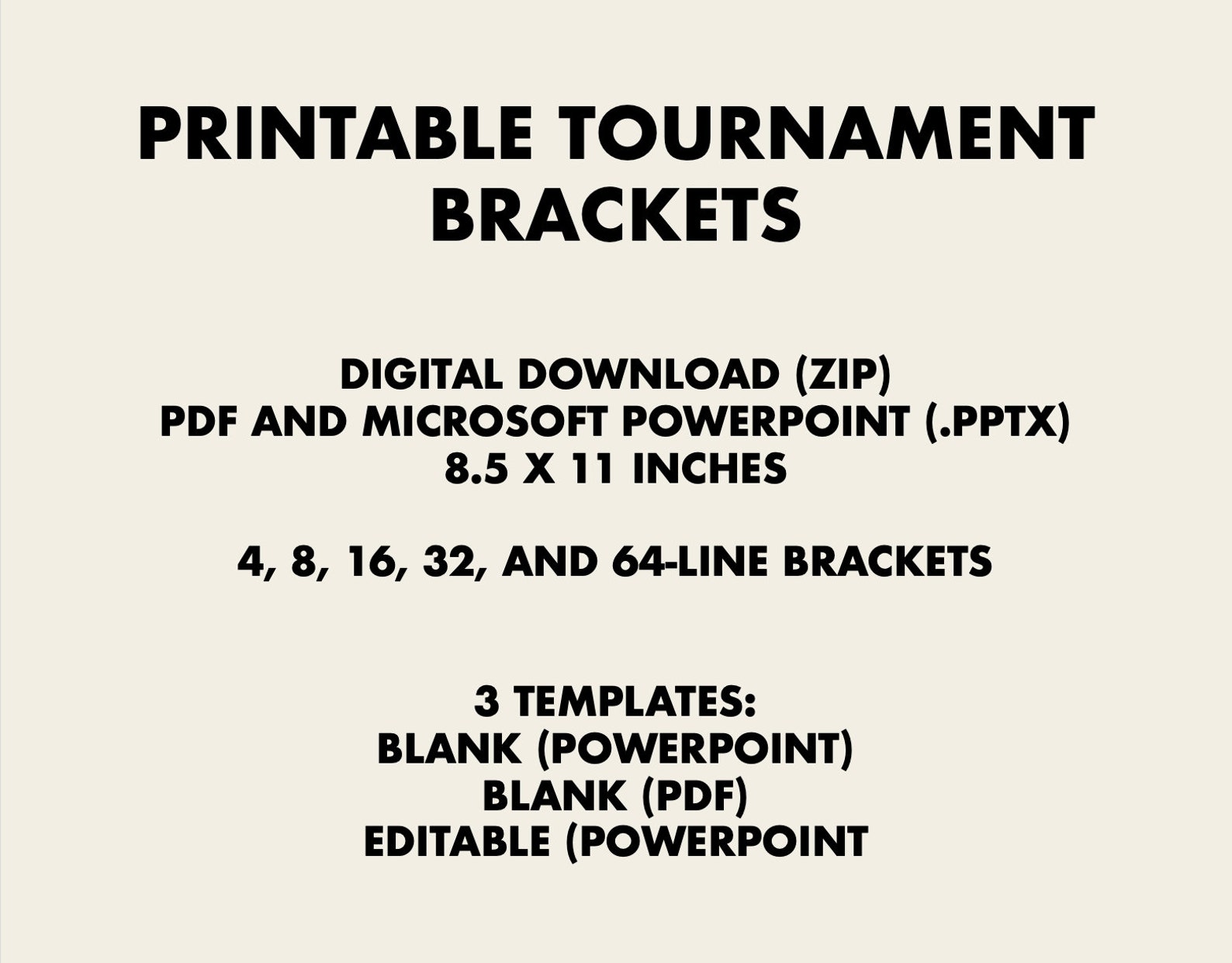 Editable Tournament Brackets: Blank Templates (PDF & Powerpoint ...