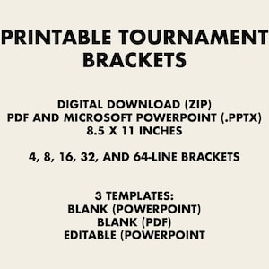 Editable Tournament Brackets: Blank Templates (PDF & Powerpoint ...