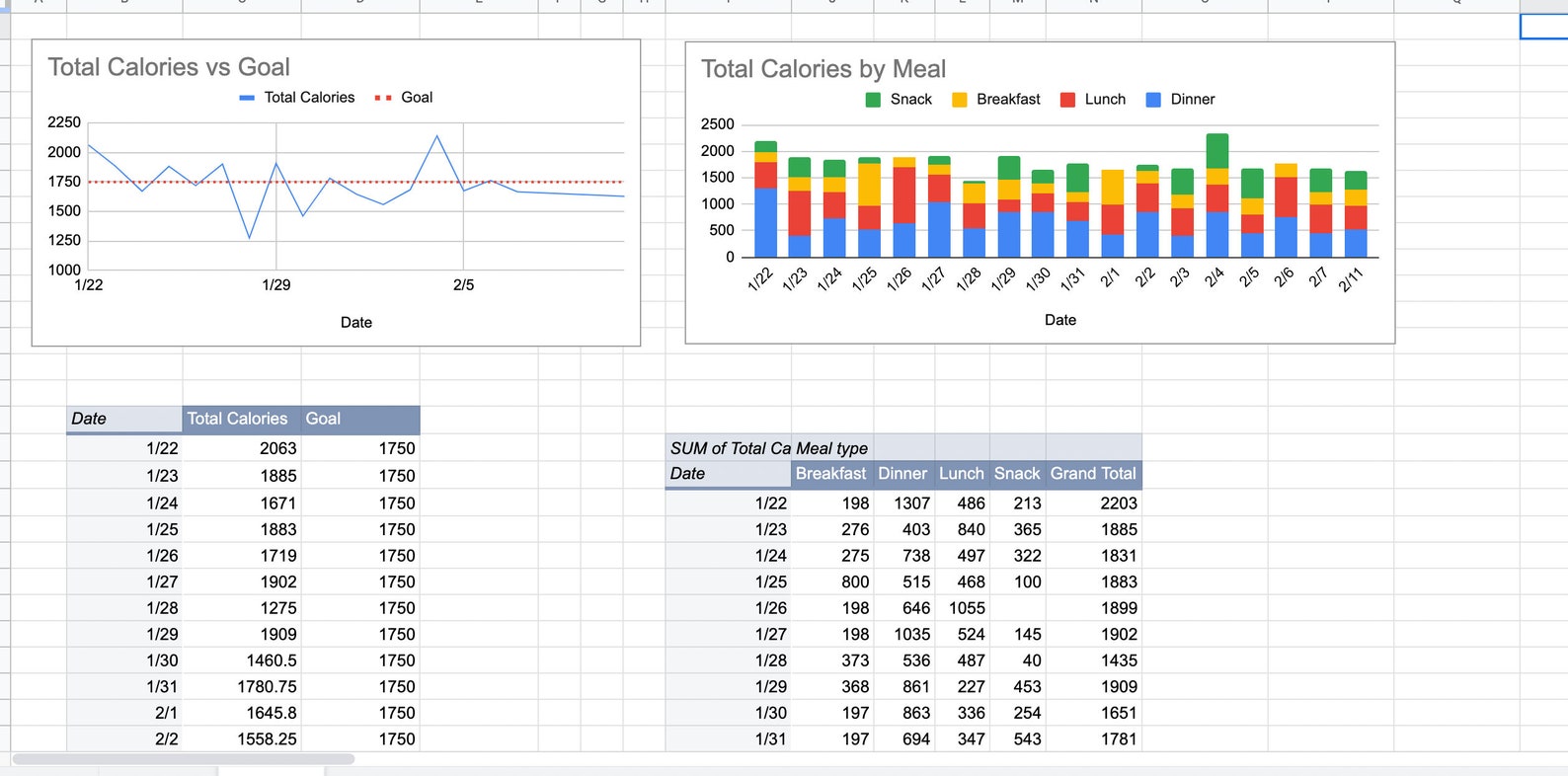 Calorie Tracker - Excel and Google Sheets Templates File Downloads ...