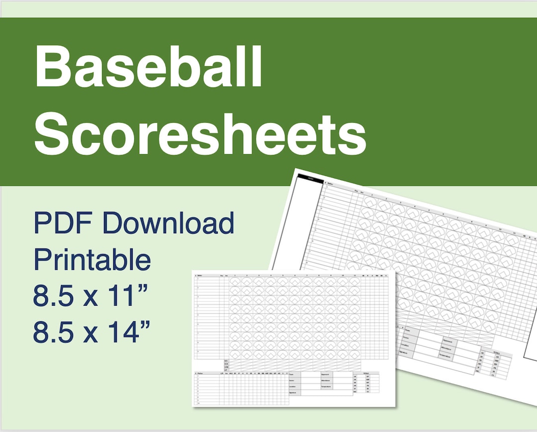 Baseball Scoresheet Template - Printable 8.5x11, 8.5x14 (PDF Download ...