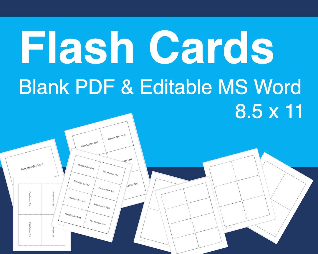 Printable Flash Card Templates Downloadable A4 and 8.5 X 11 - Etsy UK