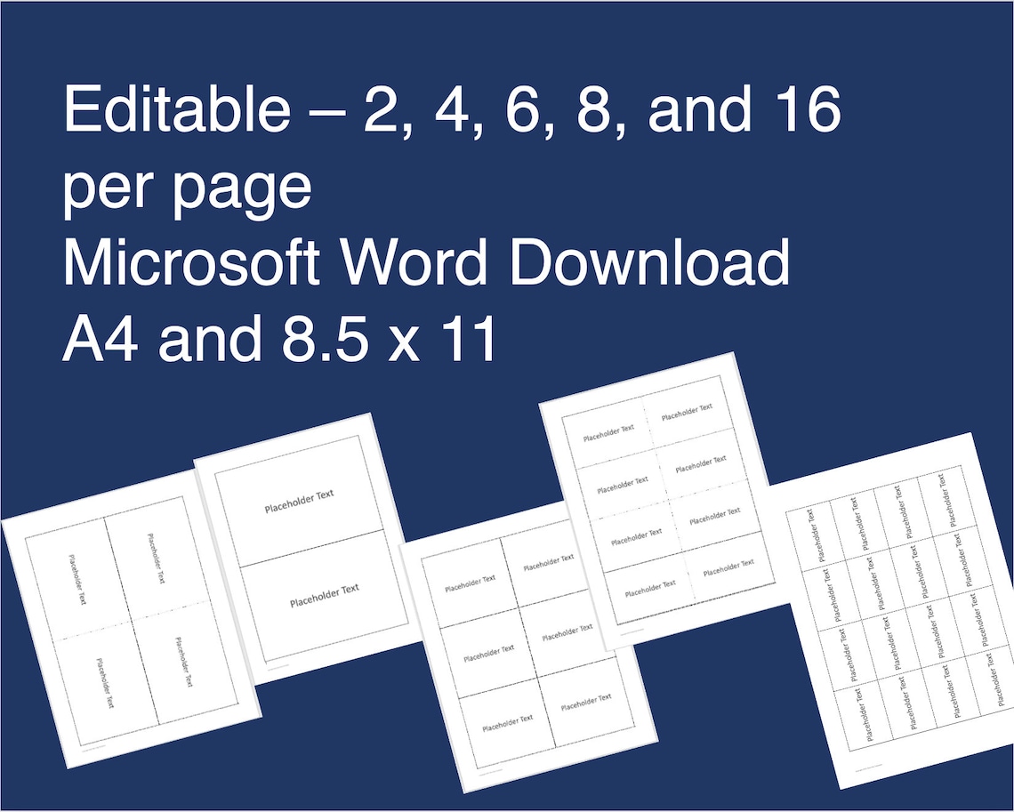 Printable Flash Card Templates: Editable MS Word & PDF (a4/8.5x11 ...