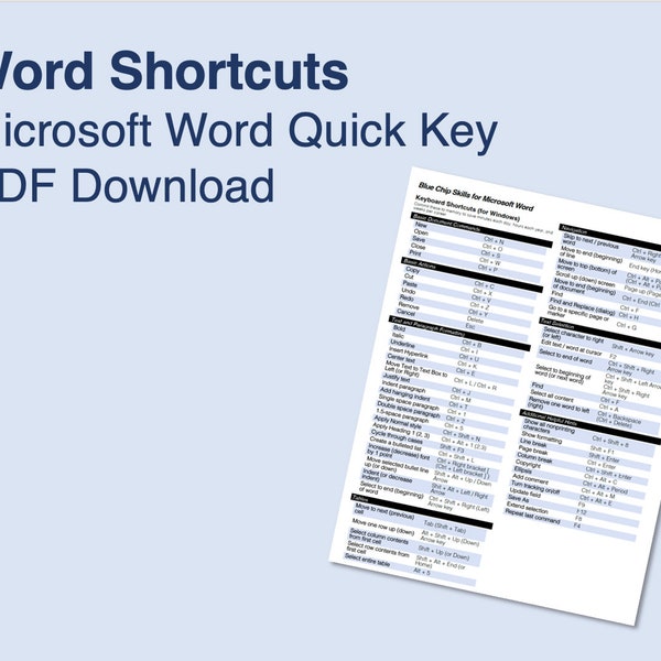 Microsoft Word Cheat Sheet - Etsy