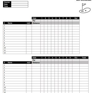 Golf Scoresheet Template - Downloadable and Printable 8.5 X 11-inch PDF ...