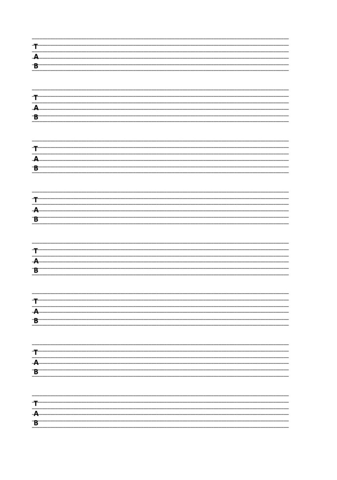 Guitar Tab Sheet Blank Paper - Downloadable and Printable PDF - A4 and ...