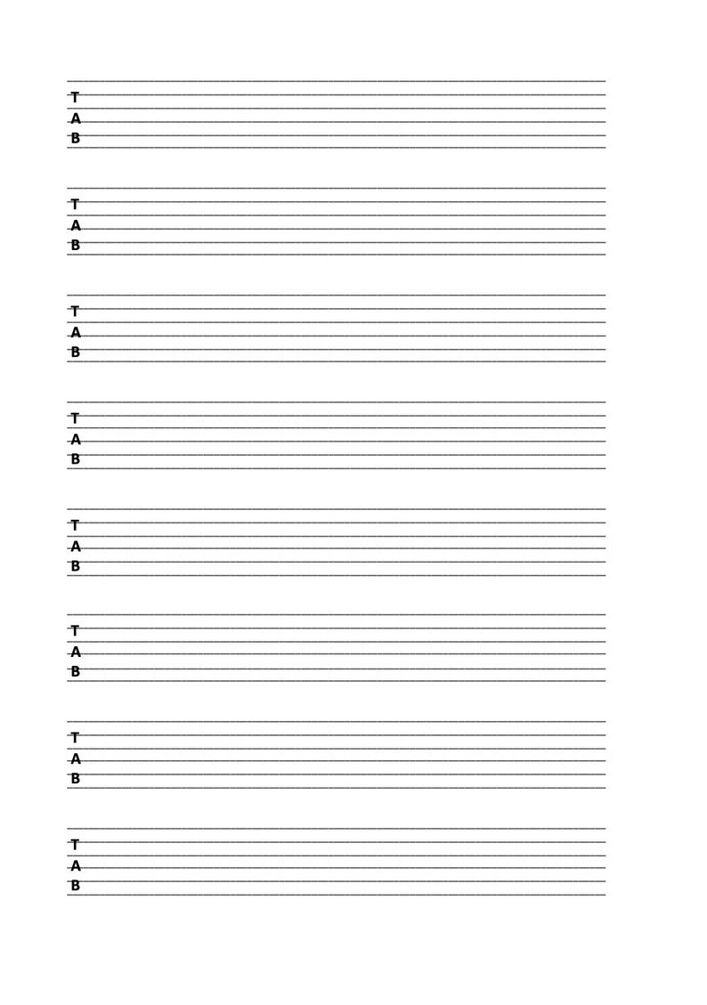 Guitar Tab Sheet Blank Paper - Downloadable and Printable PDF - A4 and ...