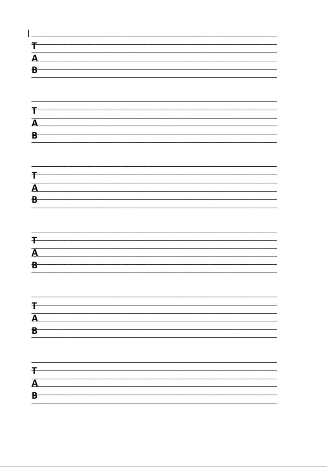 Guitar Tab Sheet Blank Paper - Downloadable and Printable PDF - A4 and 8.5 X 11 - 6 and 8 Rows ...