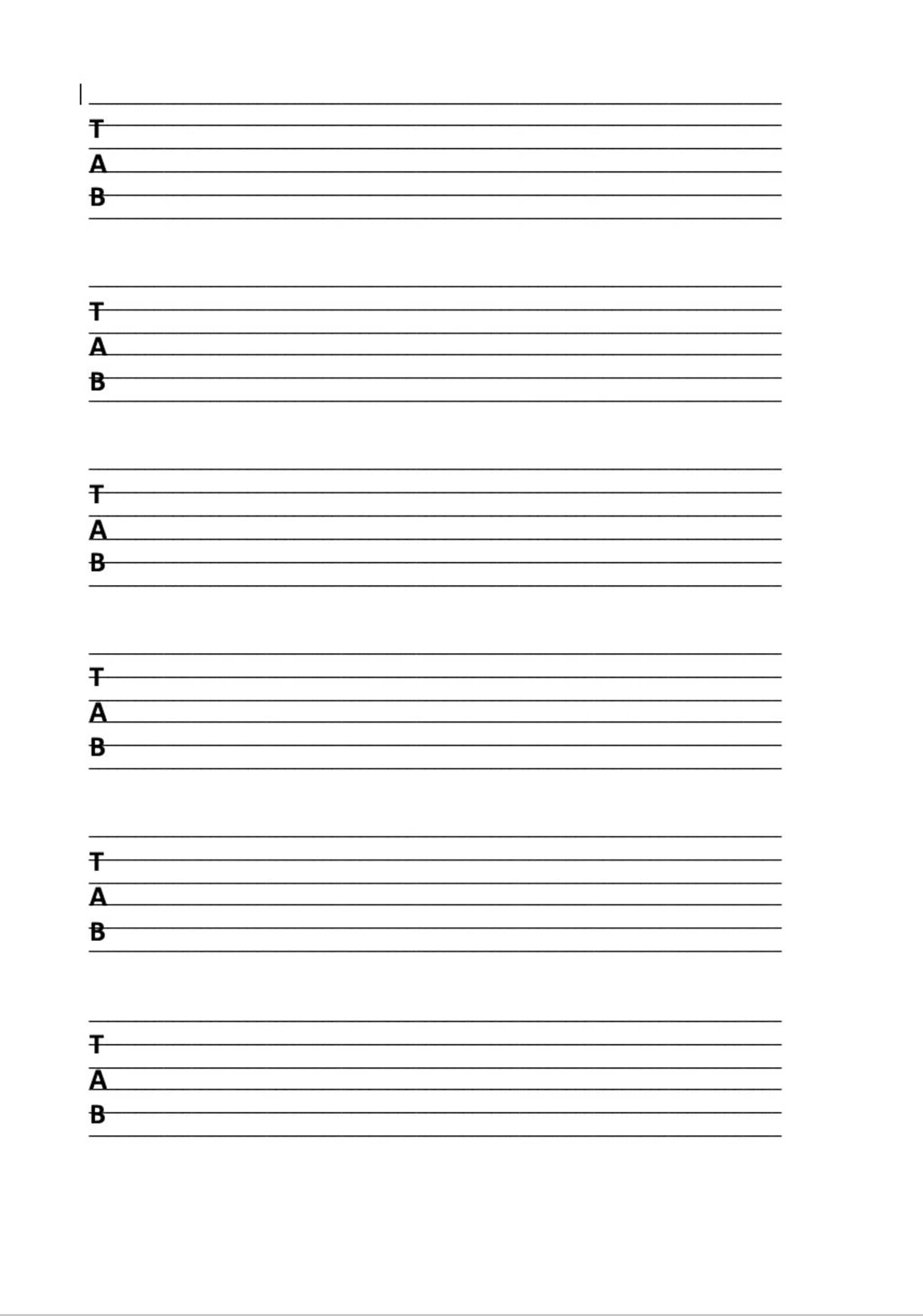 Guitar Tab Sheet Blank Paper - Downloadable and Printable PDF - A4 and ...