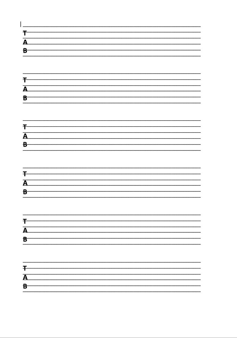 Guitar Tab Sheet Blank Paper - Downloadable and Printable PDF - A4 and ...