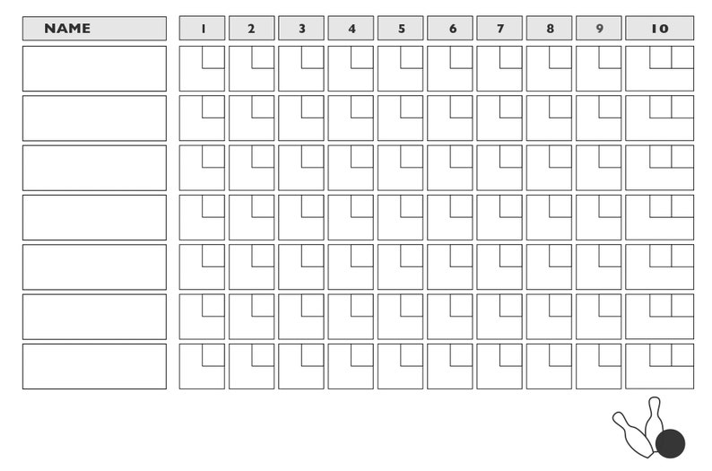 Bowling Scoresheet - Downloadable PDF 8.5 X 11 - Etsy
