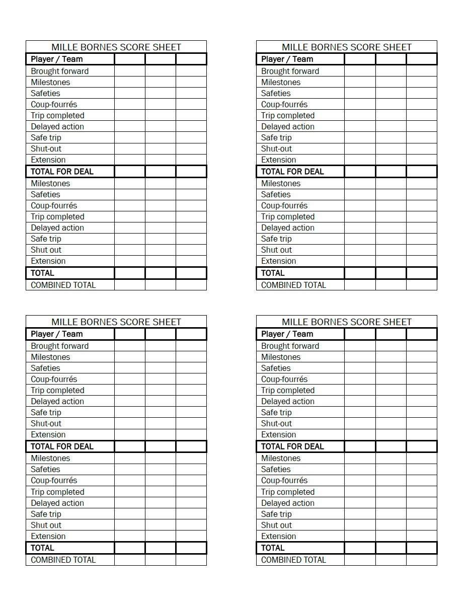 Board Game Score Sheet Bundle - Clue, Scrabble, Scattergories, Mille ...