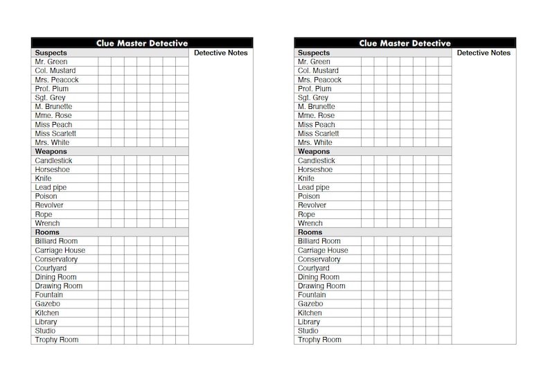 Board Game Score Sheet Bundle: Scrabble, Scattergories, Clue (printable ...