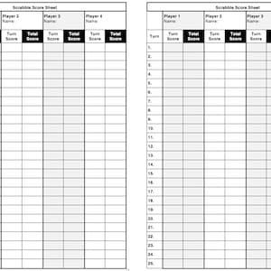 Scrabble Printable Score Sheet, 8.5x11 Downloadable PDF - Etsy