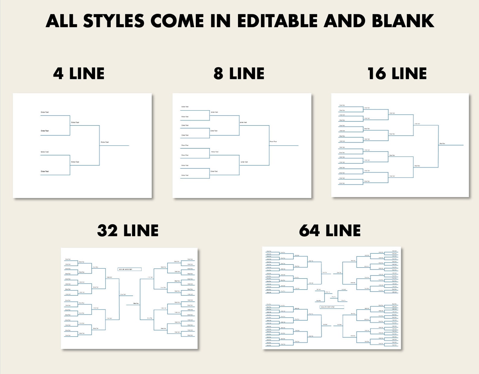 Editable Tournament Brackets: Blank Templates (PDF & Powerpoint ...