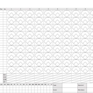 Baseball Scoresheet Template - Printable 8.5x11, 8.5x14 (PDF Download ...