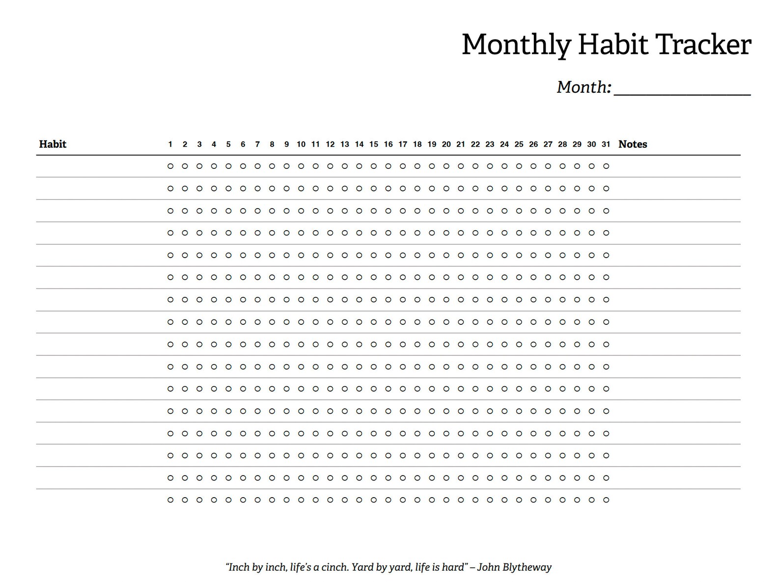 Printable Habit Tracker - Monthly Template - 8.5in X 11in PDF Download ...