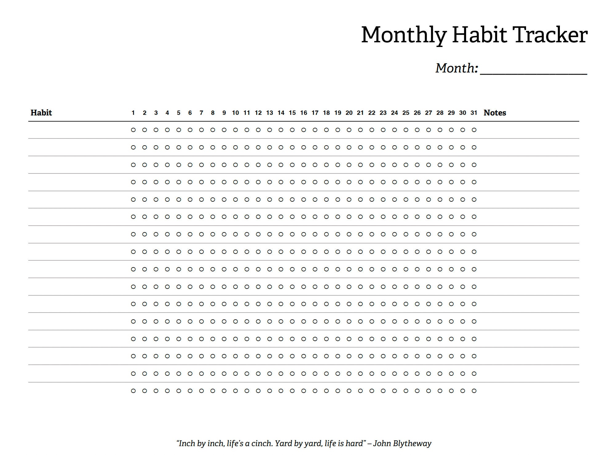 Printable Habit Tracker - Monthly Template - 8.5in X 11in PDF Download ...