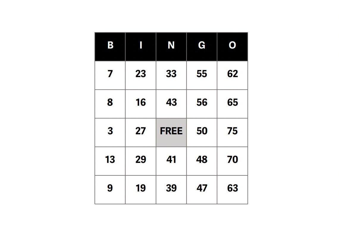 Bingo Cards - Downloadable and Printable PDF - 100+ Random and Unique ...