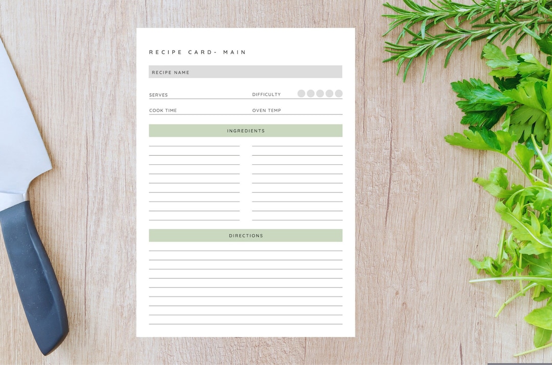 Printable Recipe Card / Recipe Sheet PDF (digital Download) - Etsy