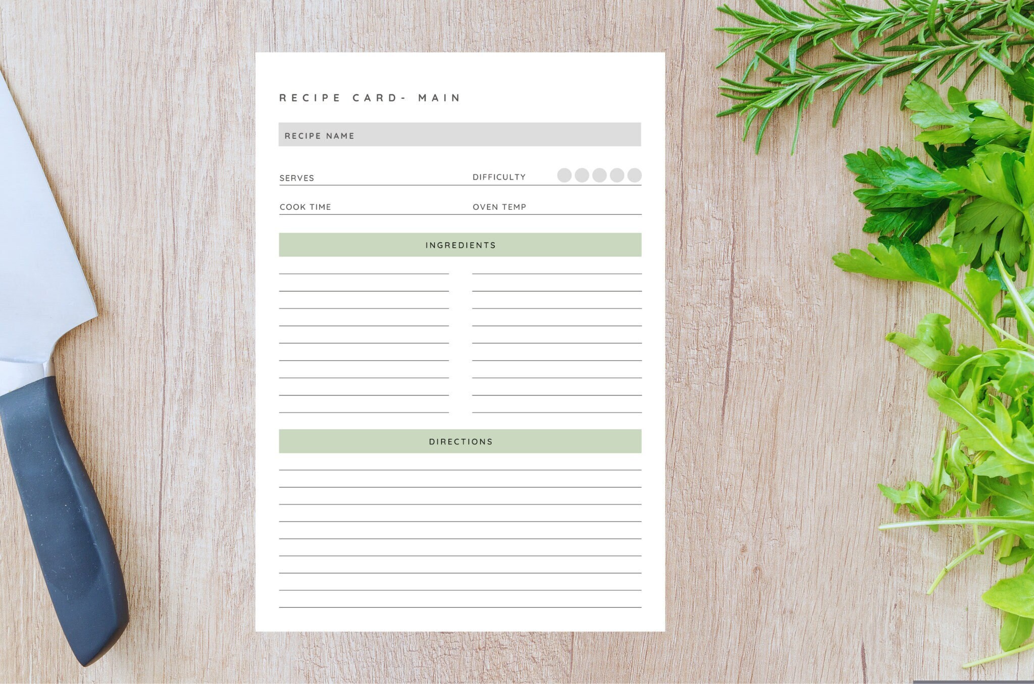 Printable Recipe Card / Recipe Sheet PDF digital Download - Etsy