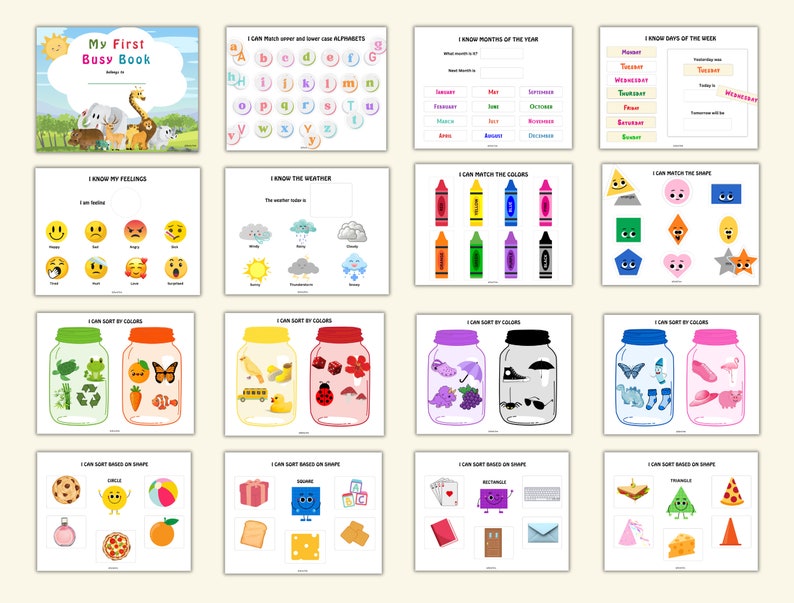 Busy Book, Toddler Busy Book Printable, Toddler Learning Binder ...