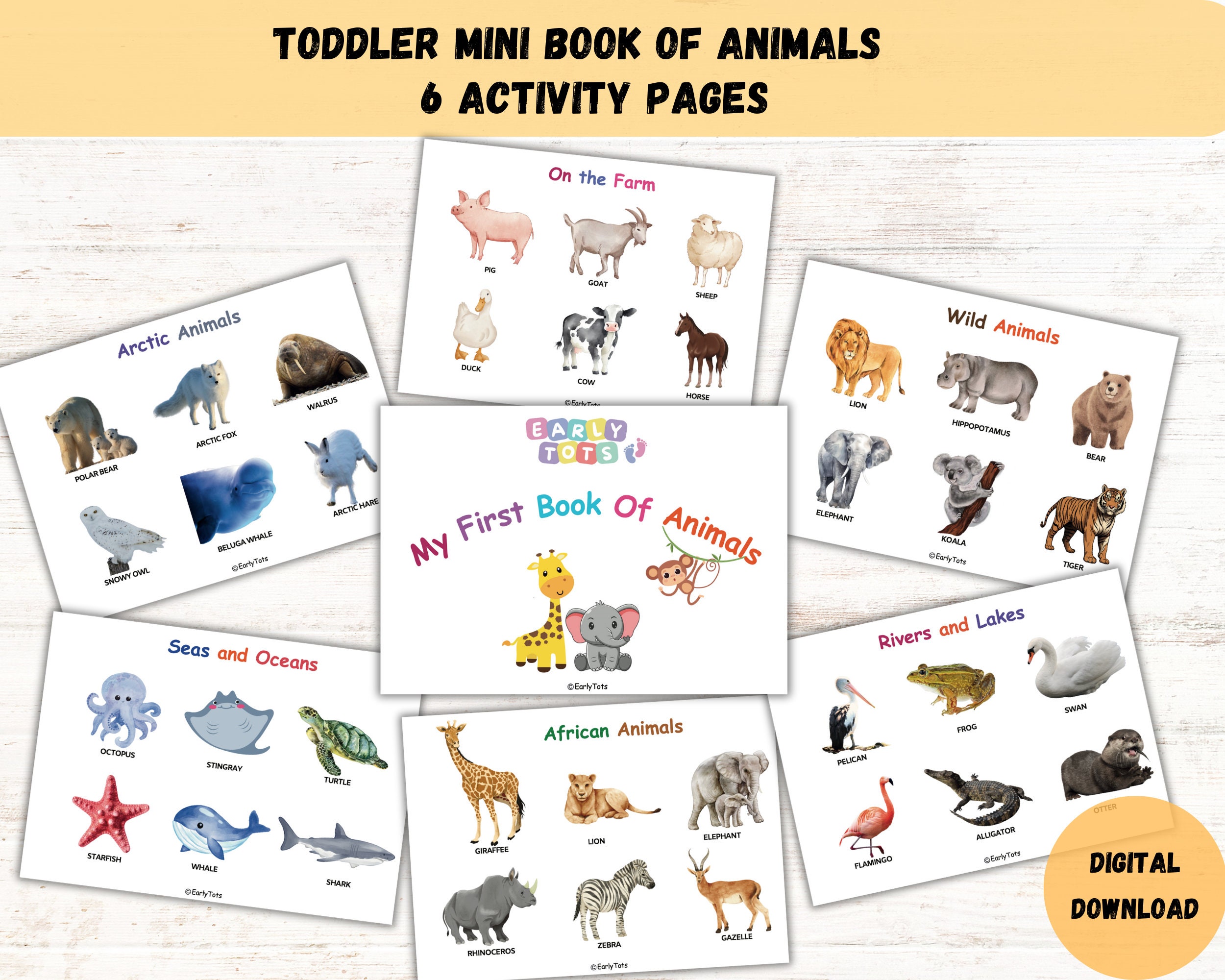 My First Book of Animals, Toddler Busy Book, Mini Animal Busy Book for ...