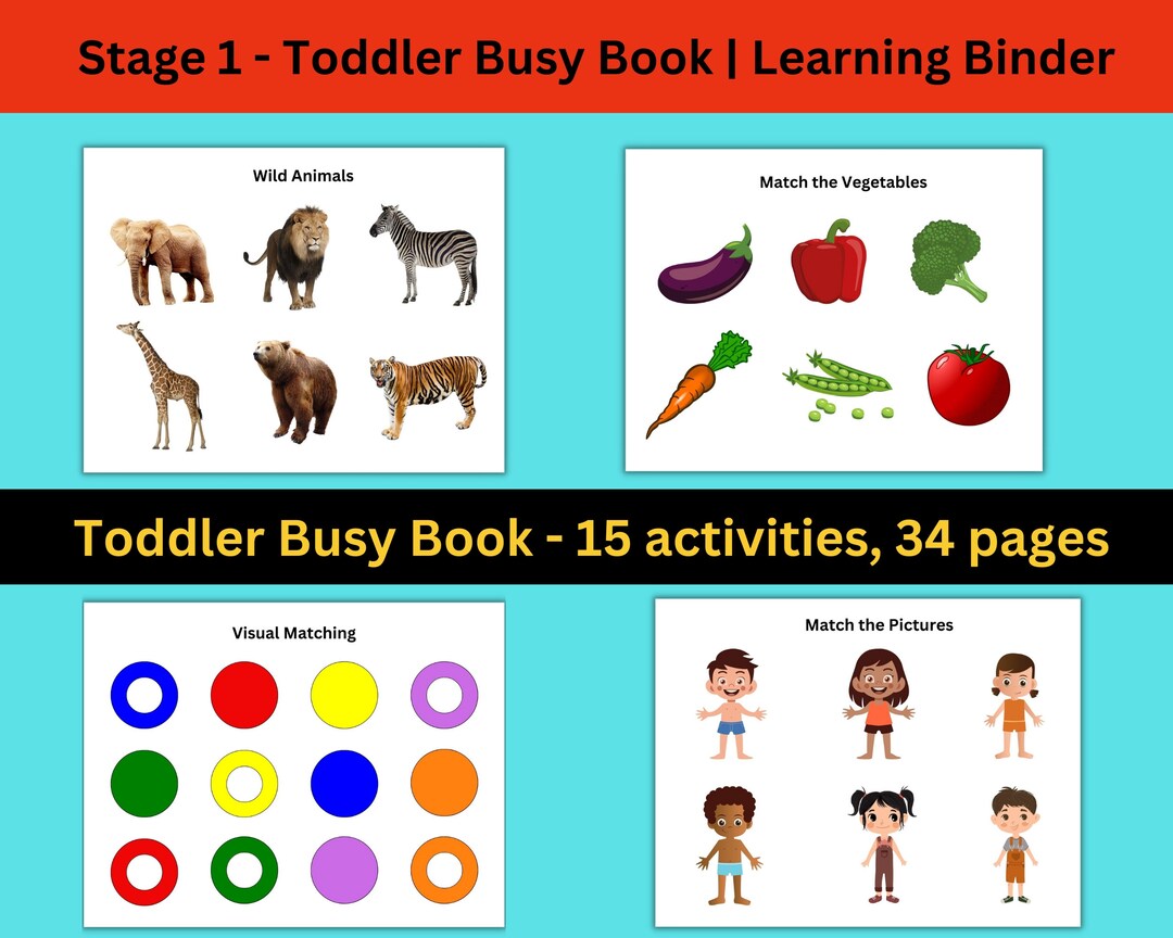 Toddler Busy Book Toddler Learning Binder Toddler - Etsy