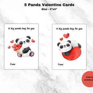 Kids Valentine Cards, School Valentine Card, Panda Valentine, Printable ...