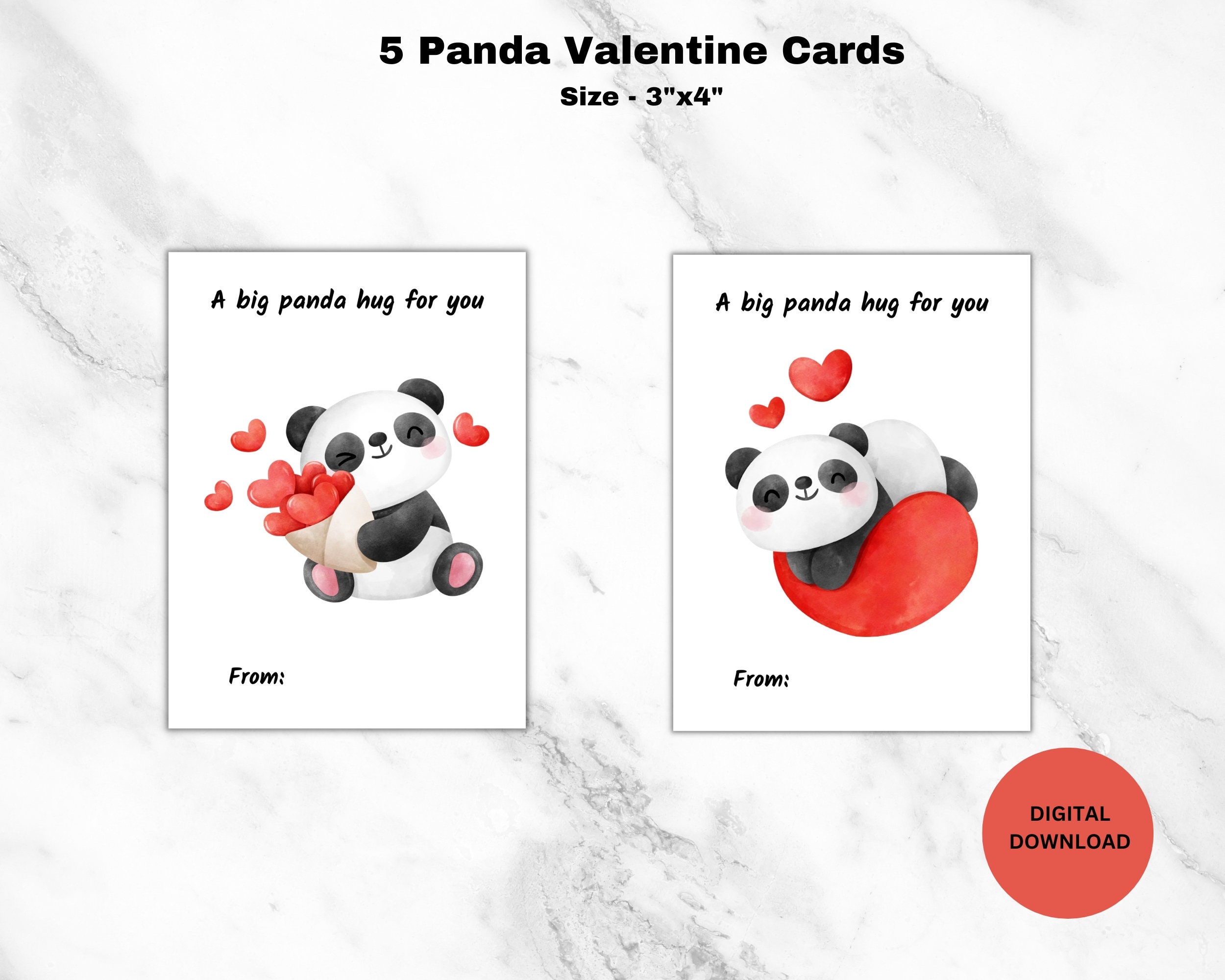 Kids Valentine Cards, School Valentine Card, Panda Valentine, Printable ...