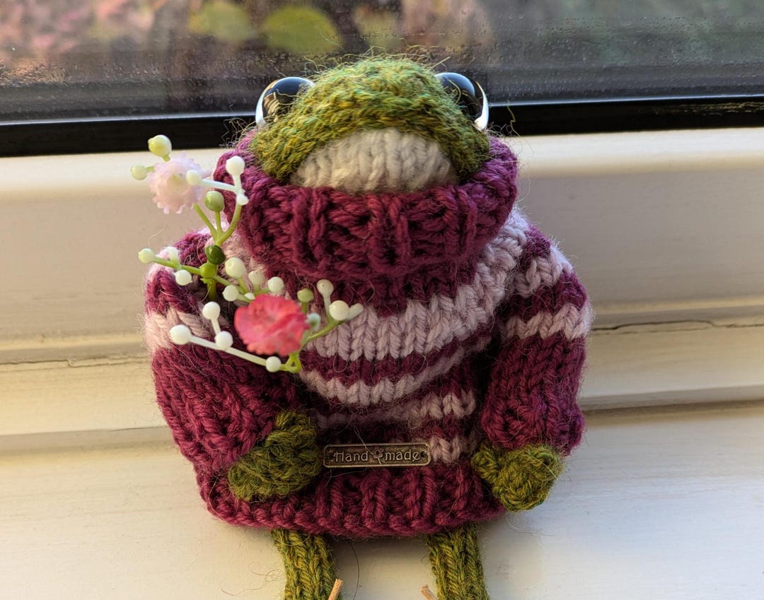 Knitted Frog With Sweater - Etsy