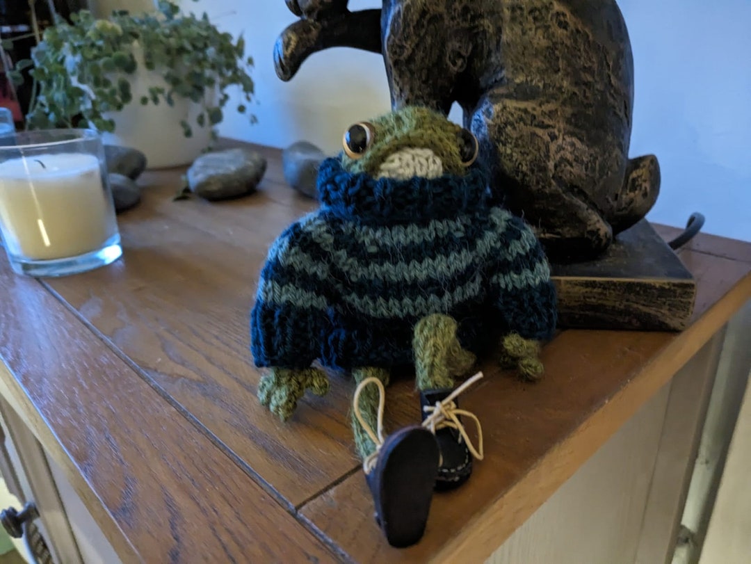 Small Knitted Frog Frog With Sweater Amigurumi Frog Knitted - Etsy