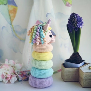 Unicorn Stacking Crochet Pattern, Crochet Ring Tower, Sorting Toy - Etsy