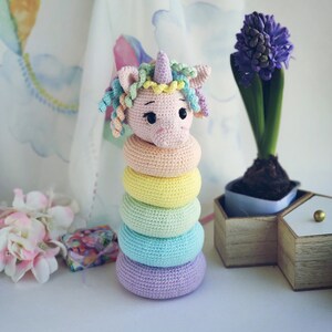 Unicorn Stacking Crochet Pattern, Crochet Ring Tower, Sorting Toy - Etsy
