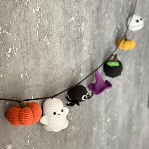 Crochet Pattern Creepy Halloween Garland, Fall Decor, Crochet Window ...