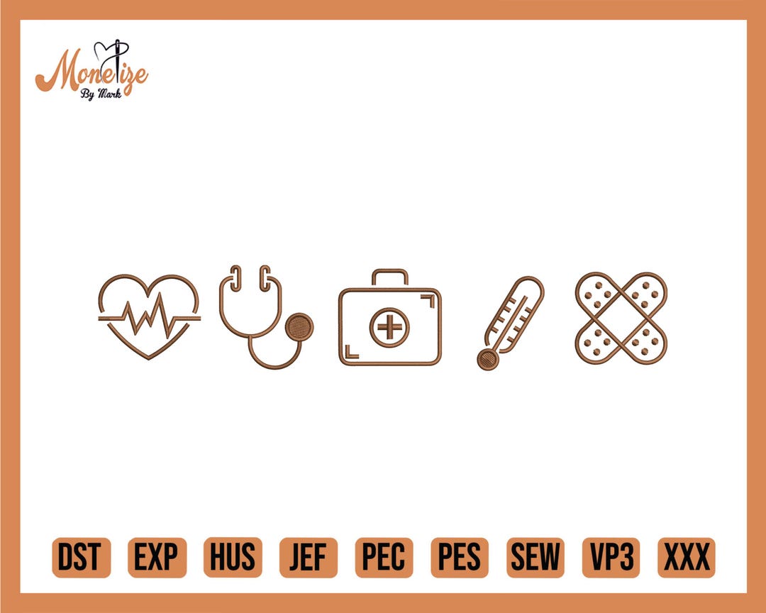 Medical Icons Machine Embroidery Pattern, First Aid Embroidery Design ...