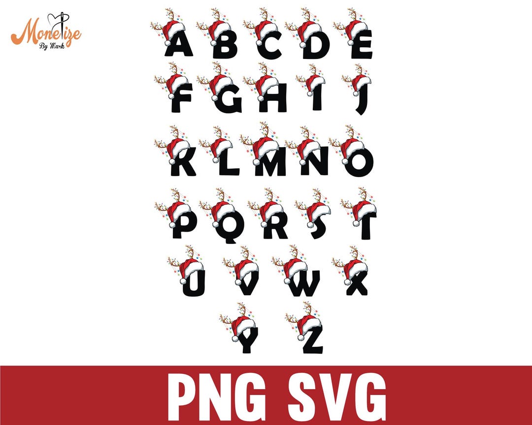 Christmas Santa Alphabets Letters Png Designs, Christmas Alphabets Svg ...