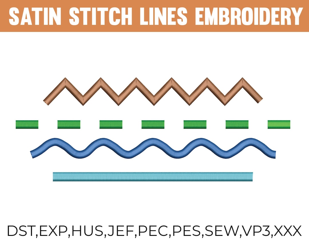 Satin Stitch Lines Embroidery Design, Simple Line Machine Embroidery ...