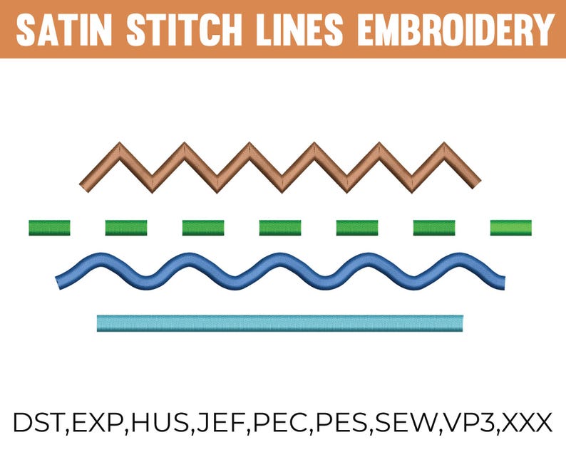Satin Stitch Lines Embroidery Design, Simple Line Machine Embroidery ...